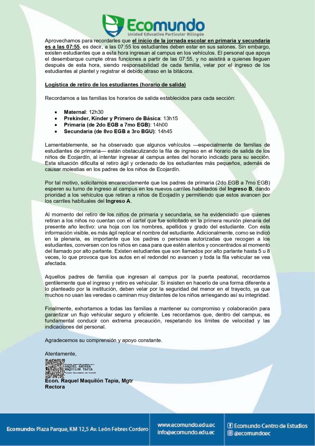 Circulares 2024 - Ecomundo | Educación Particular Bilingüe
